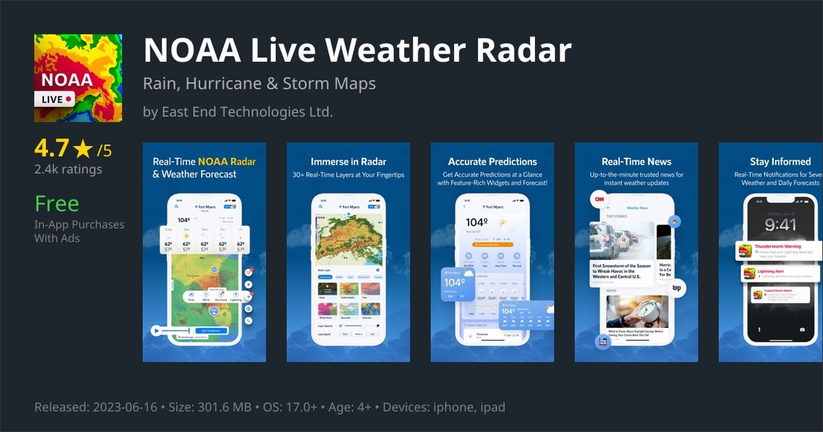 NOAA Live Weather Radar app for iPhone — Download