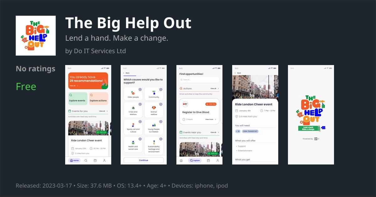 The Big Help Out App for iPhone - Download