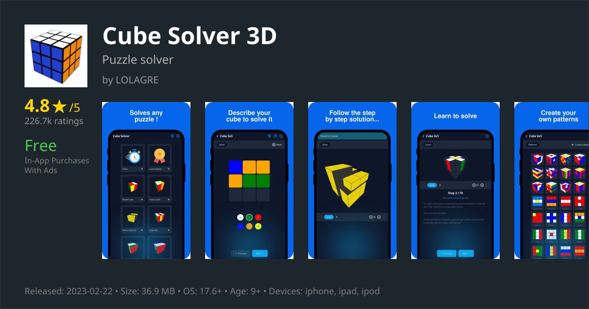 Cube Solver 3D - Puzzle Solving & Speedcubing App