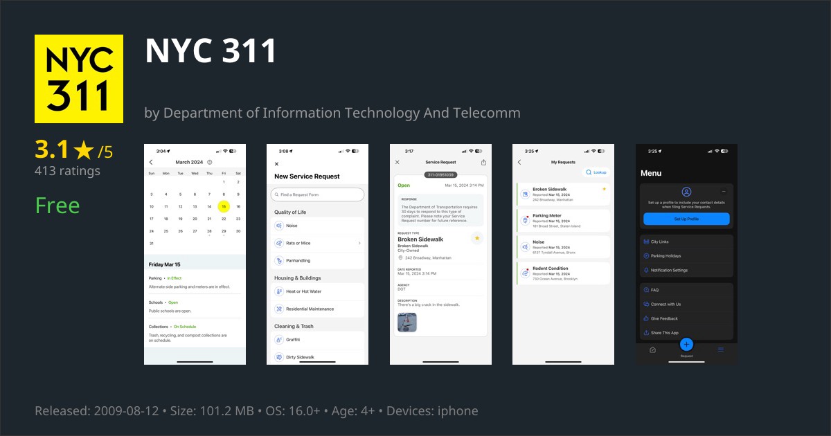 NYC 311 app for iPhone — Download