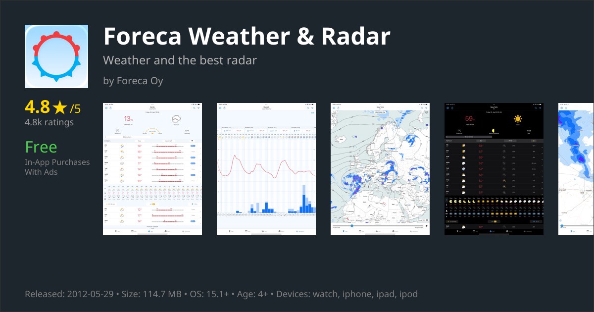 Foreca Weather & Radar app for iPhone — Download