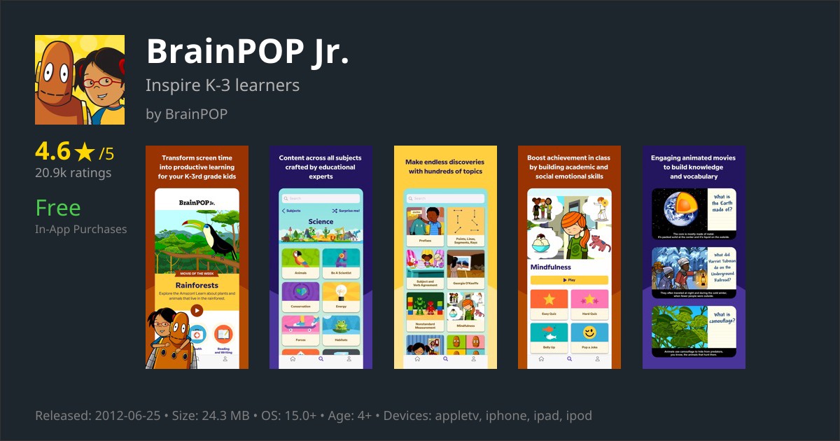 BrainPOP Jr. - K-3 Learning App for Kids