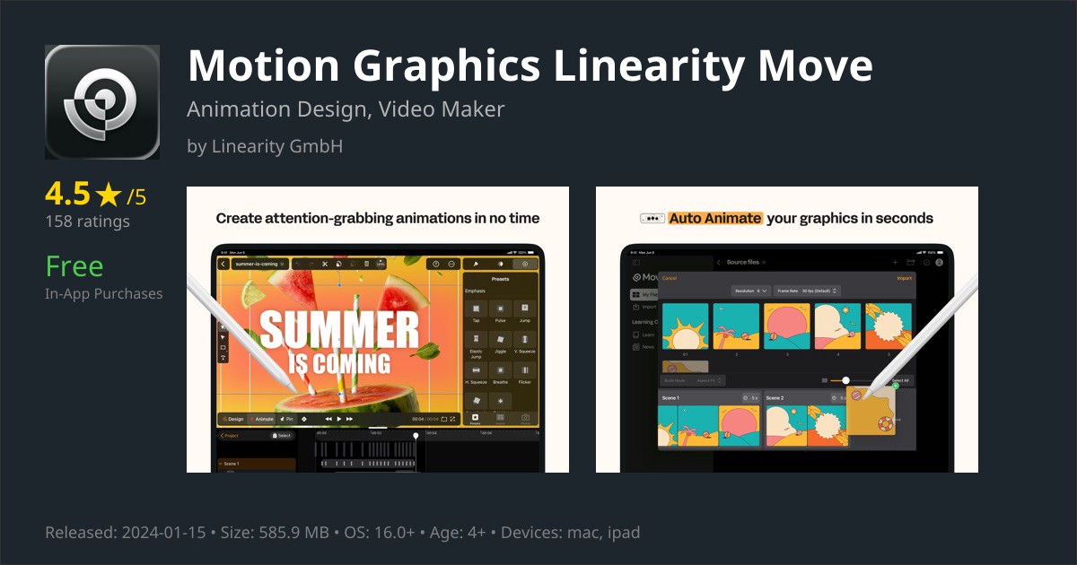 Motion Graphics Linearity Move app for iPad — Download