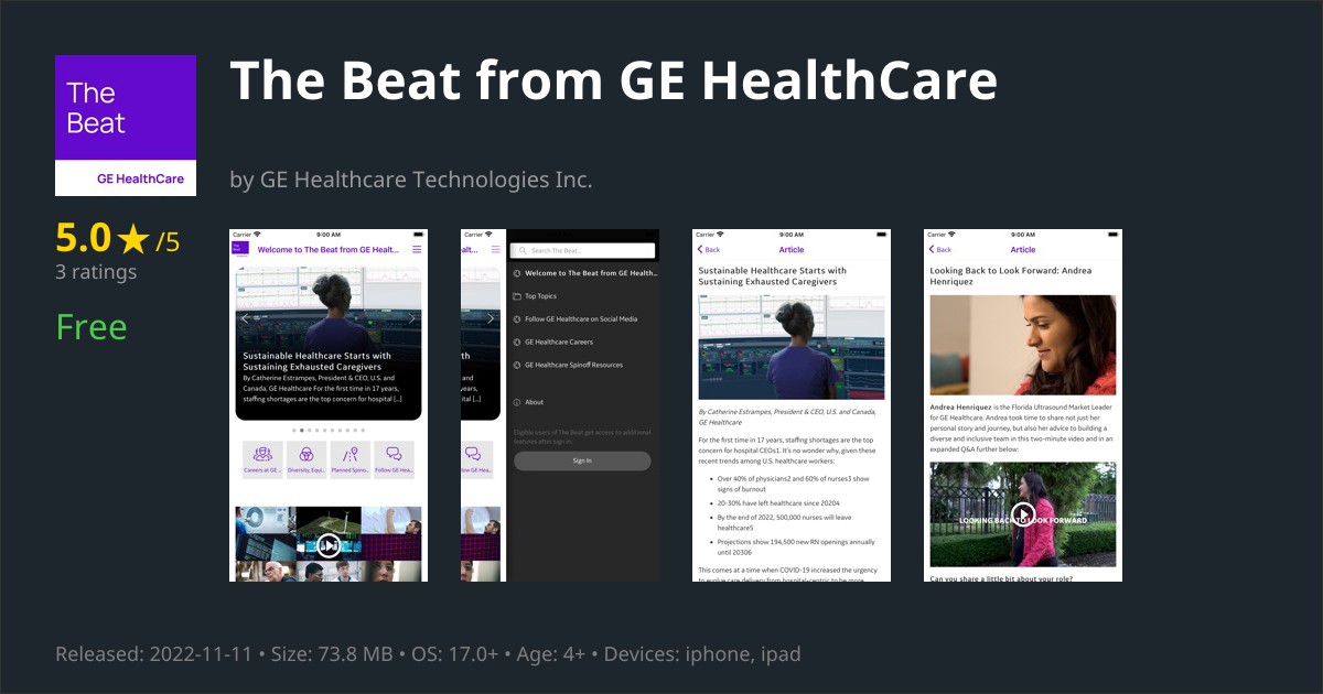 The Beat from GE HealthCare App Reviews – Features, Alternatives & User ...