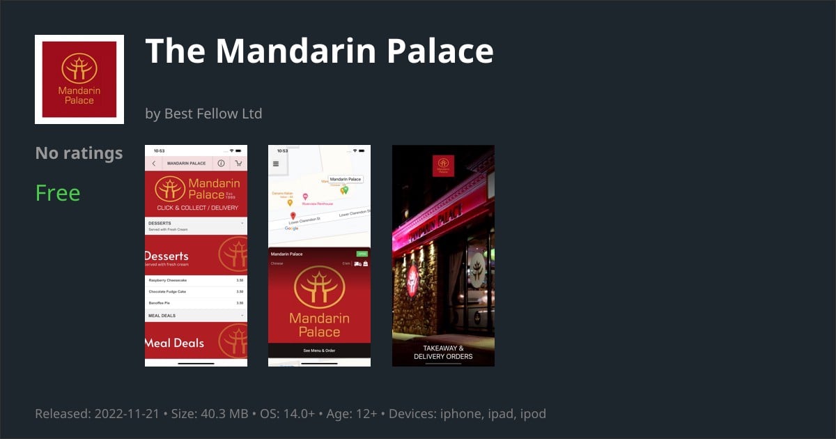 The Mandarin Palace app