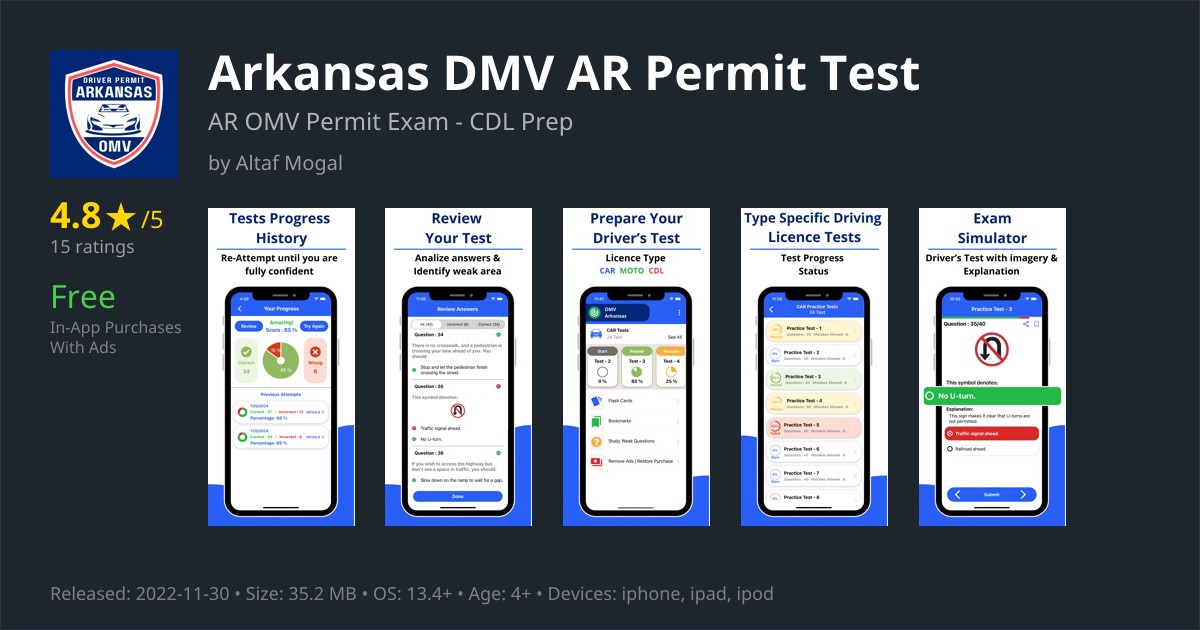 Arkansas DMV AR Permit Test App Reviews – Features, Pricing & User Ratings