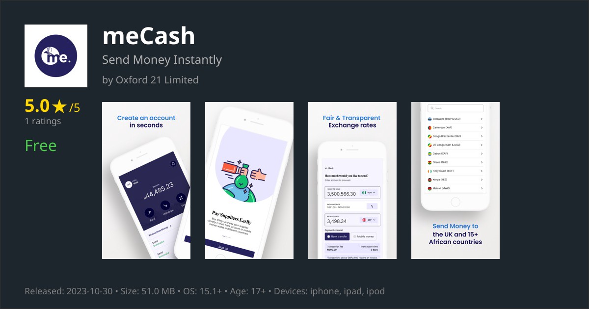meCash App for iPhone - Download