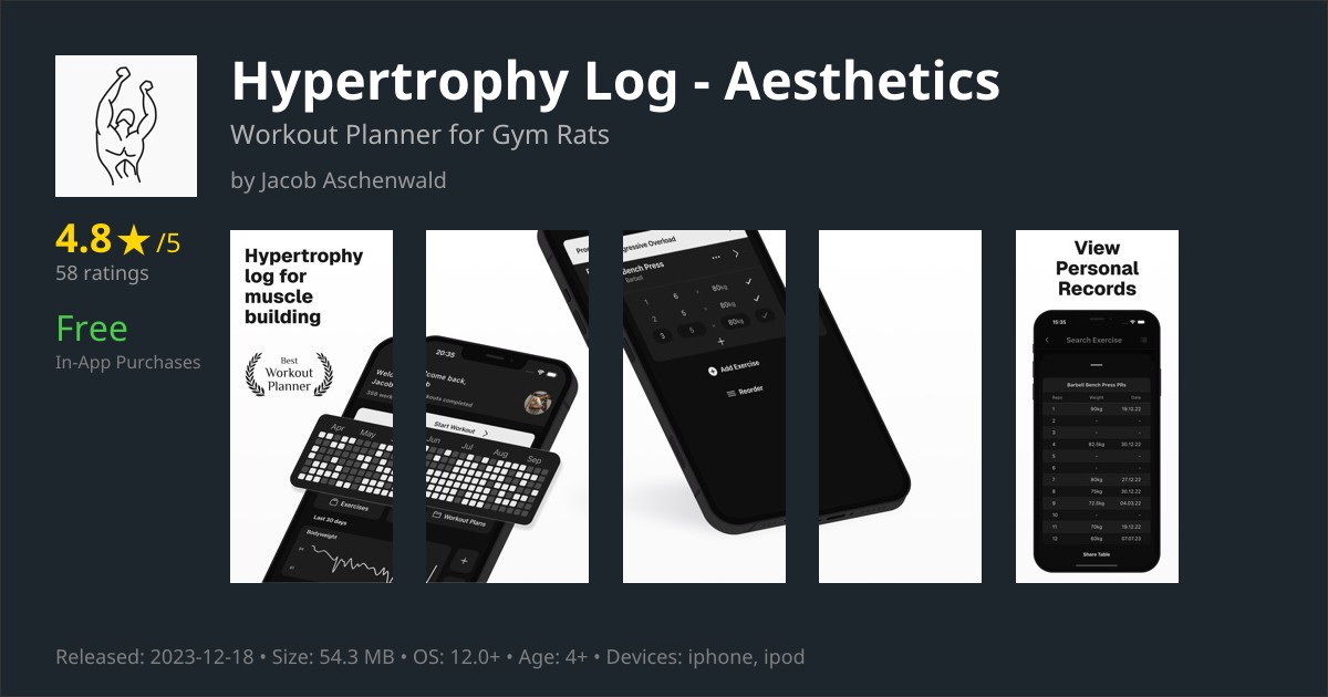 Hypertrophy Log App Reviews – Features, Pricing & User Ratings