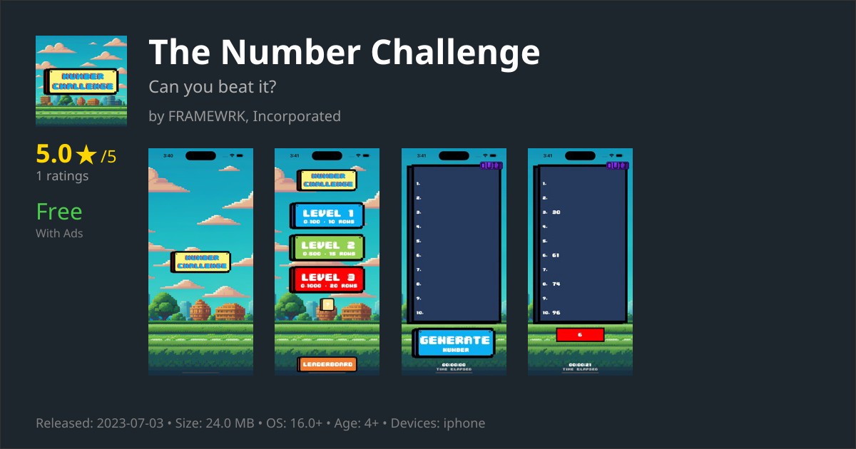 The Number Challenge Game for iPhone - Download