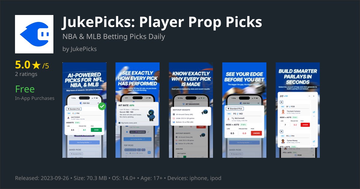 JukePicks - Player Prop Picks & AI Sports Insights | AppsHunter