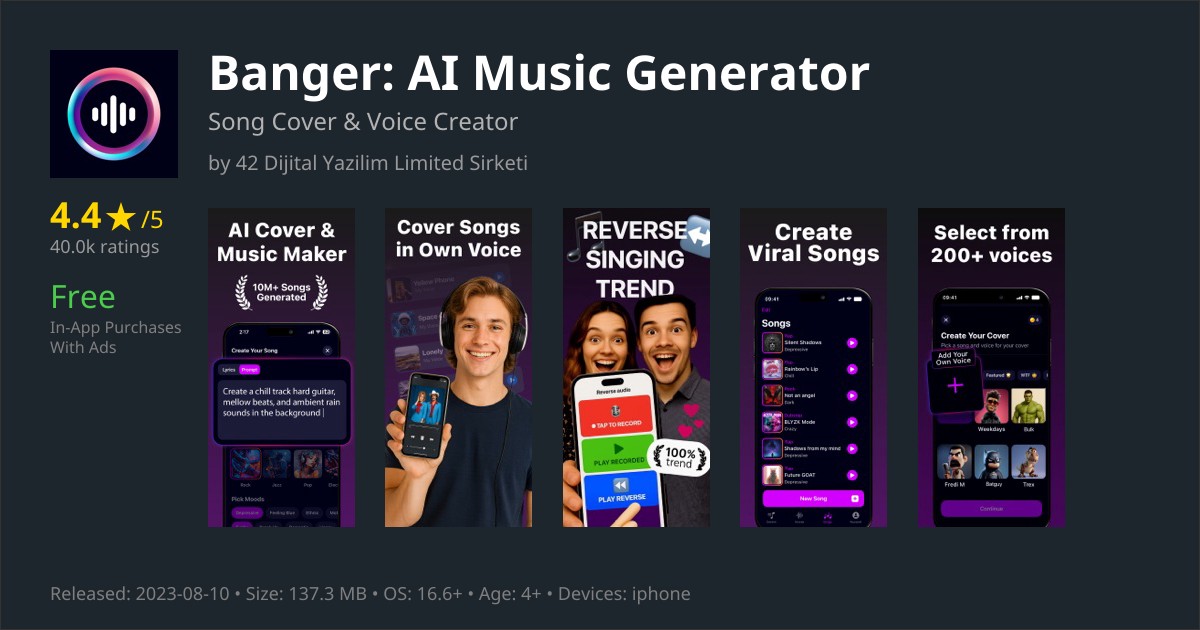 Banger AI Music Generator - AI Songs & Covers
