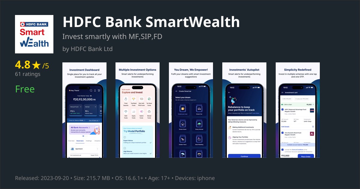 HDFC Bank SmartWealth App Reviews – Features, Alternatives & User Ratings