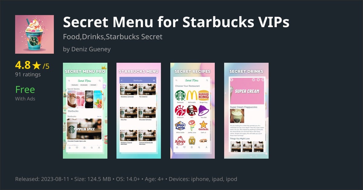 Secret Menu for Starbucks VIPs app