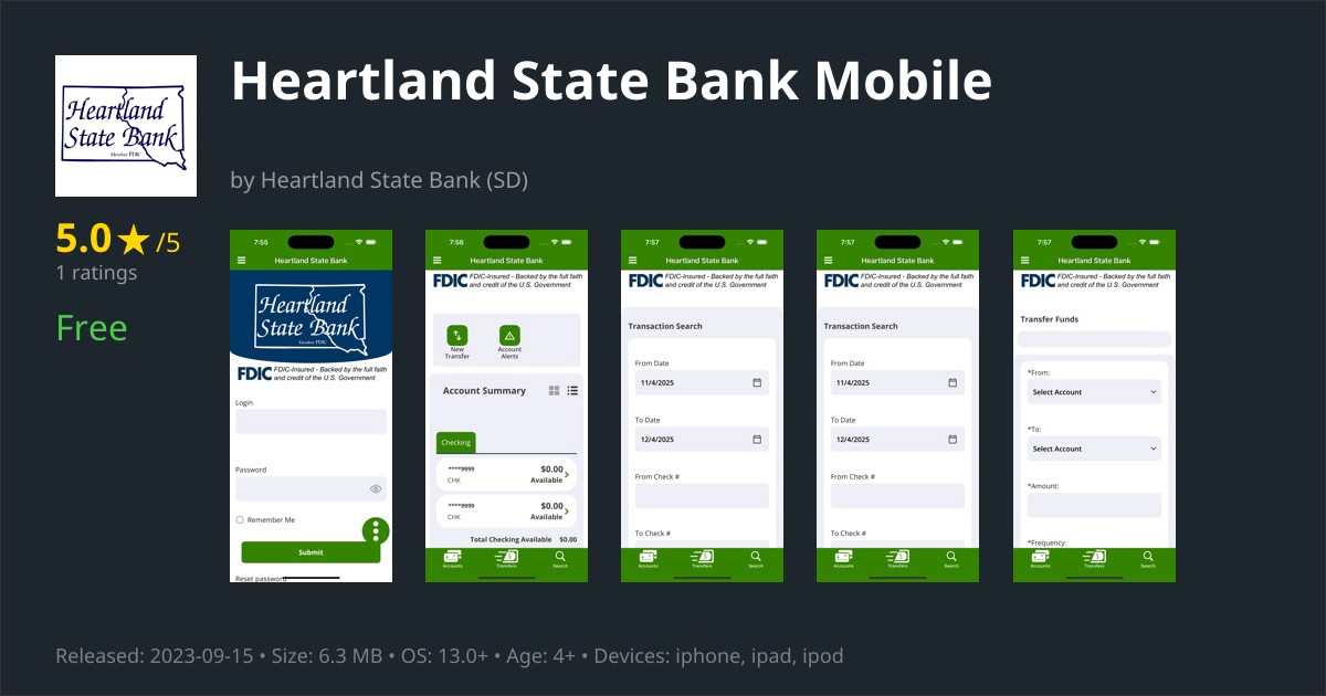 Heartland State Bank Mobile App for iPhone - Download