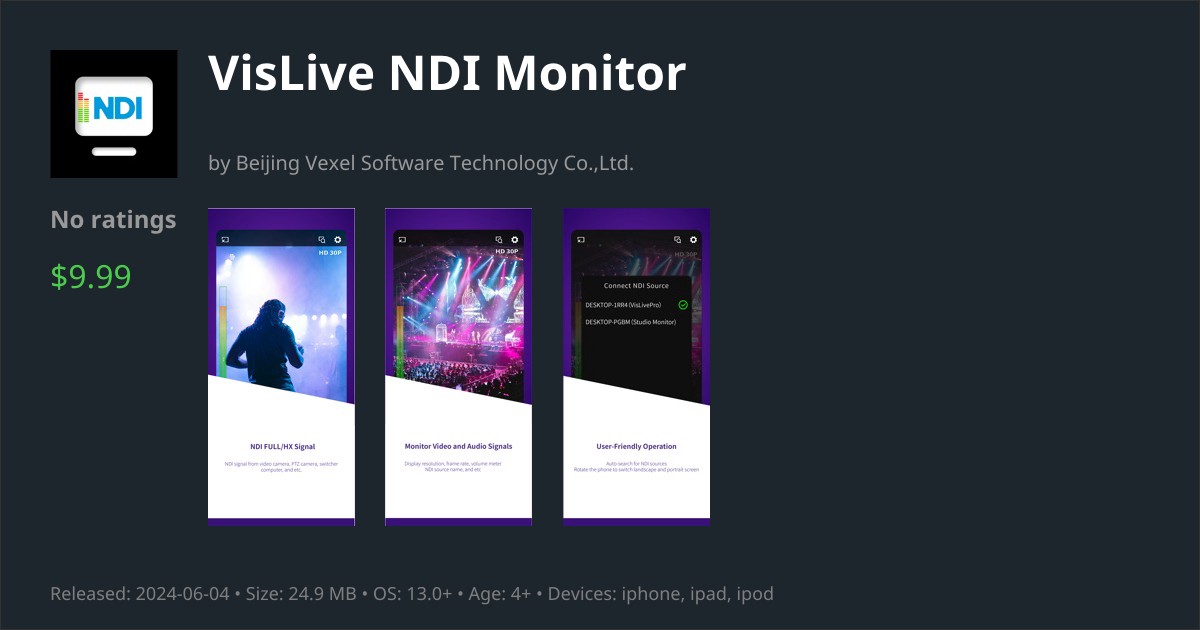 VisLive NDI Monitor App for iPhone - Download