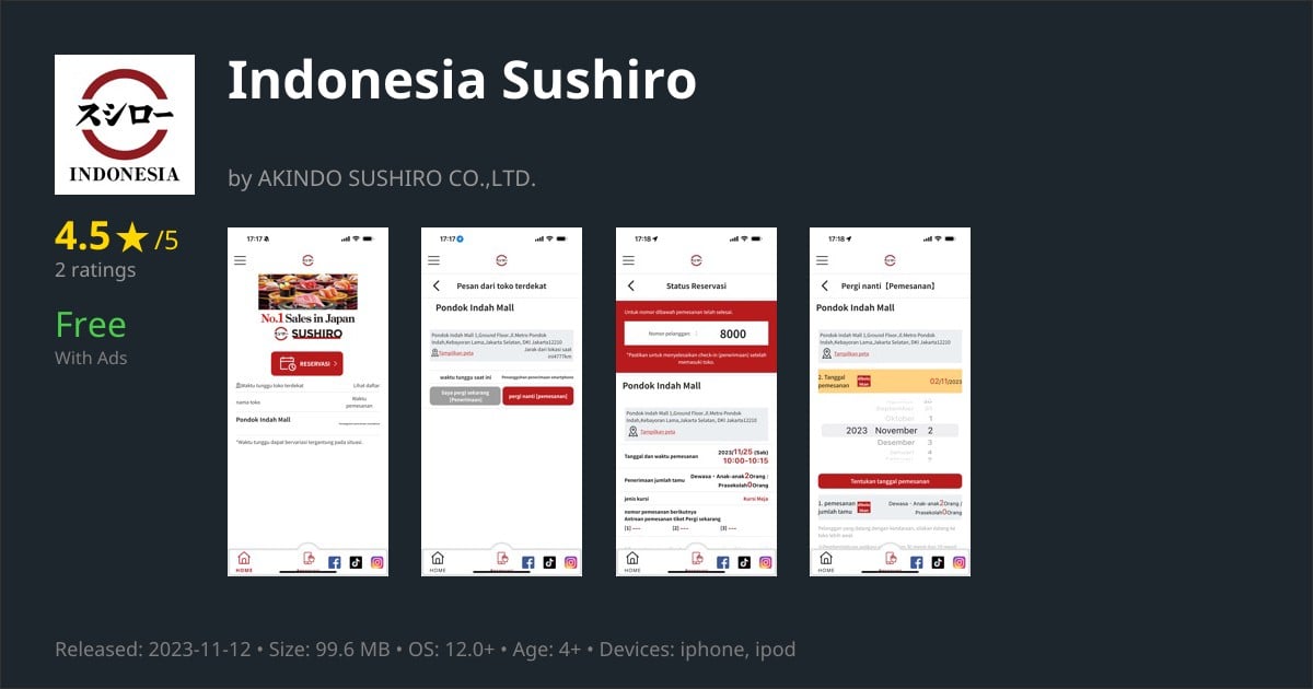 Indonesia Sushiro app for iPhone — Download