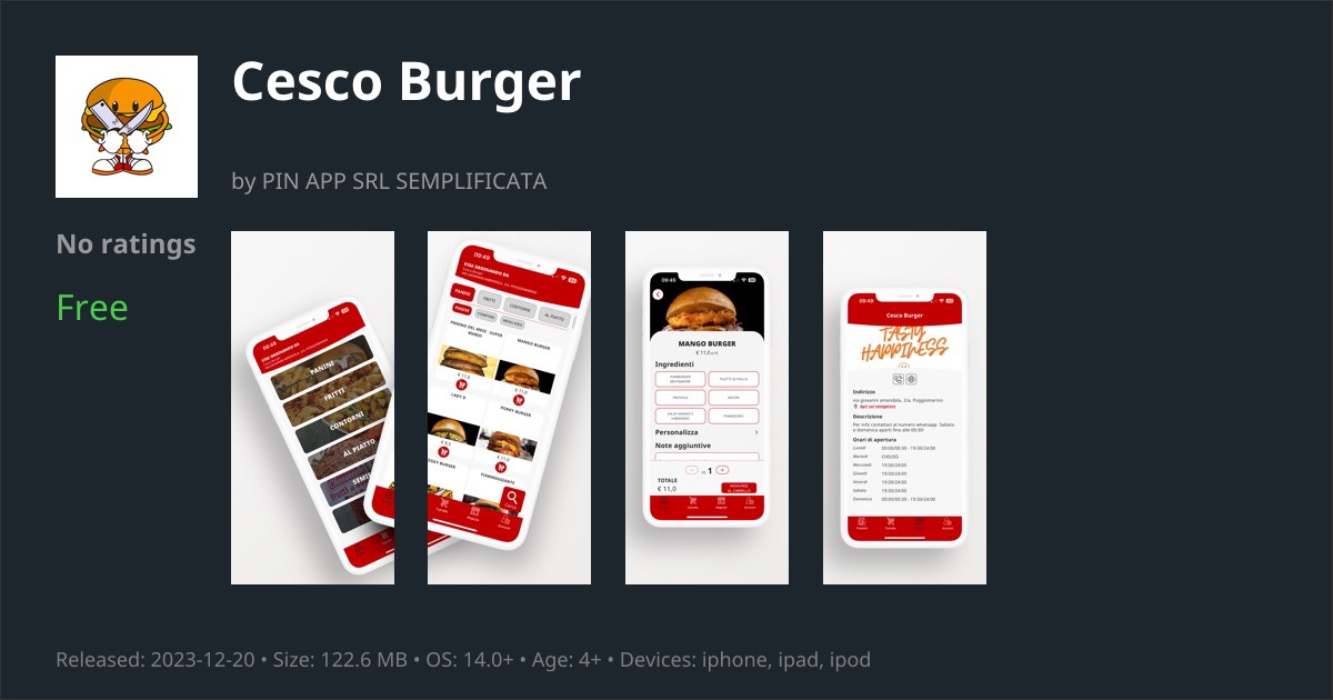 Cesco Burger App for iPhone - Download