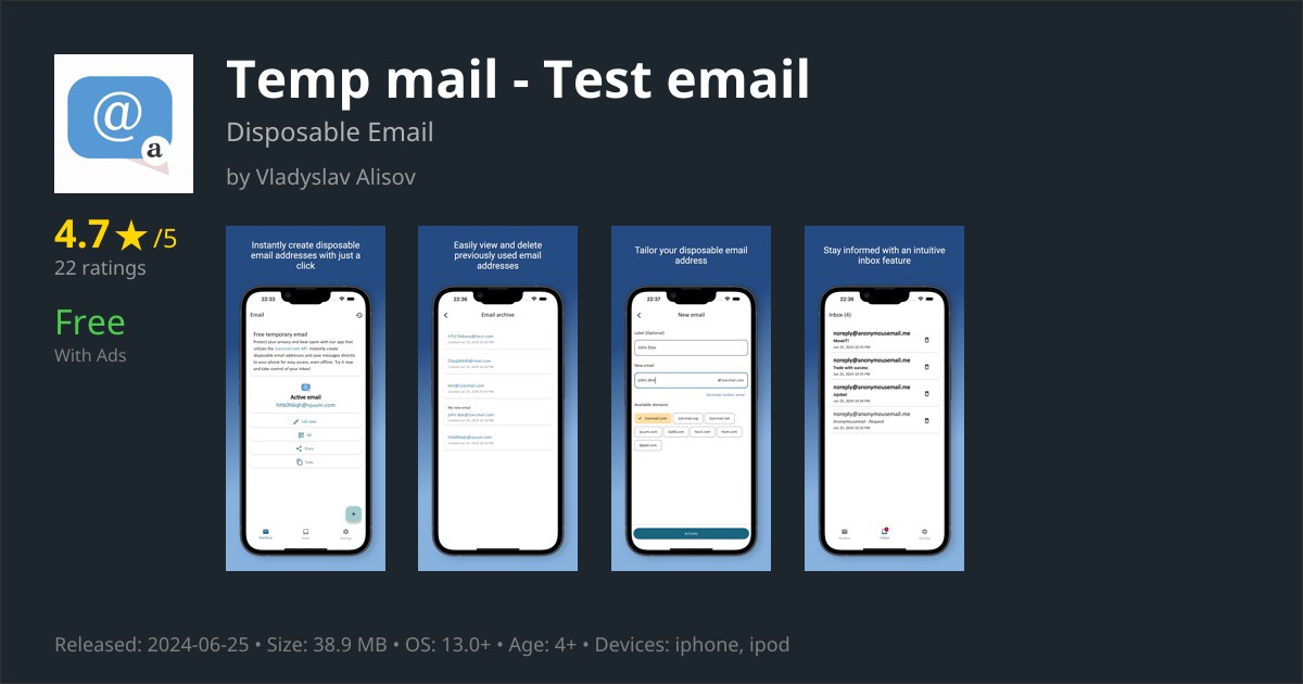 Temp mail App Reviews – Features, Alternatives & User Ratings