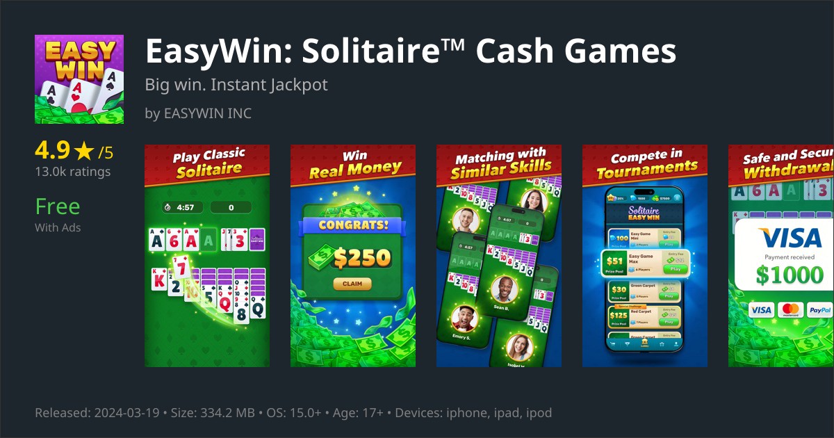 EasyWin Solitaire Cash Games - Win Real Money