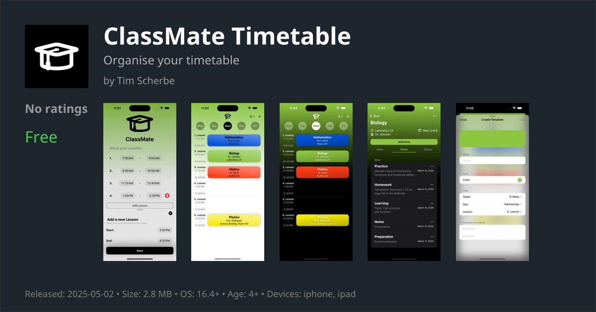 ClassMate Timetable App Reviews – Features, Alternatives & User Ratings