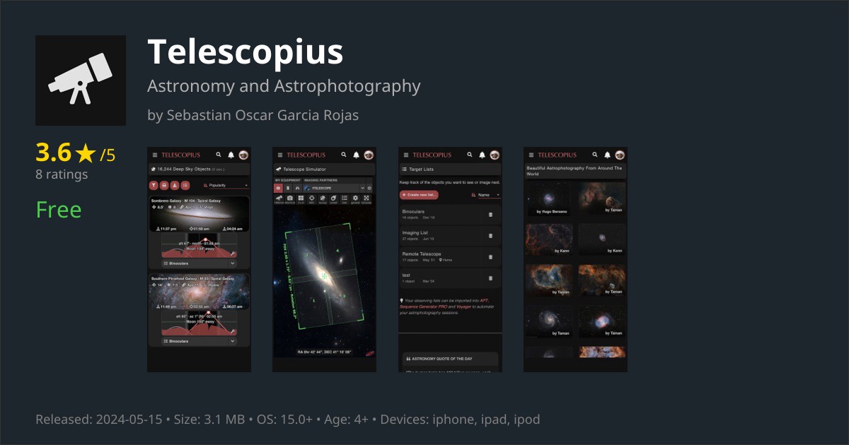Telescopius App Reviews – Features, Alternatives & User Ratings