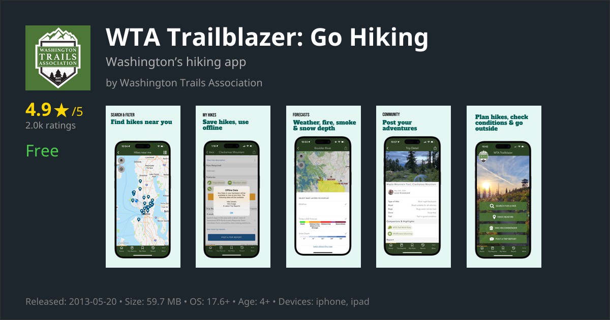 WTA Trailblazer - Washington Hiking Trails & Conditions | AppsHunter