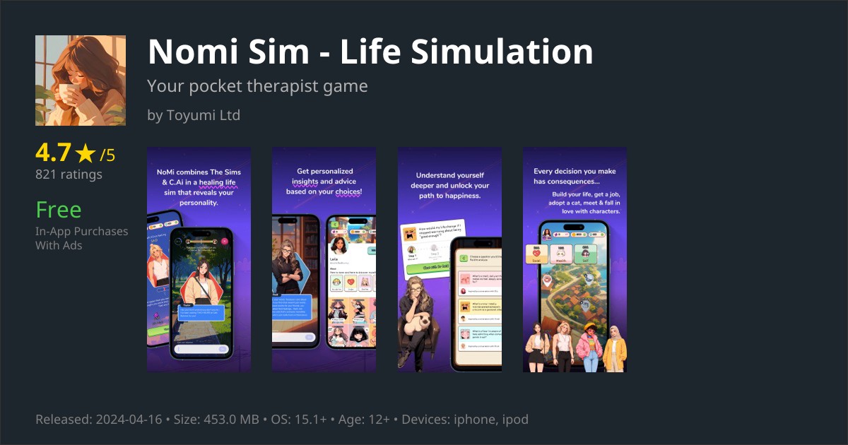Nomi Sim - Life Simulation & AI Therapist Game | AppsHunter