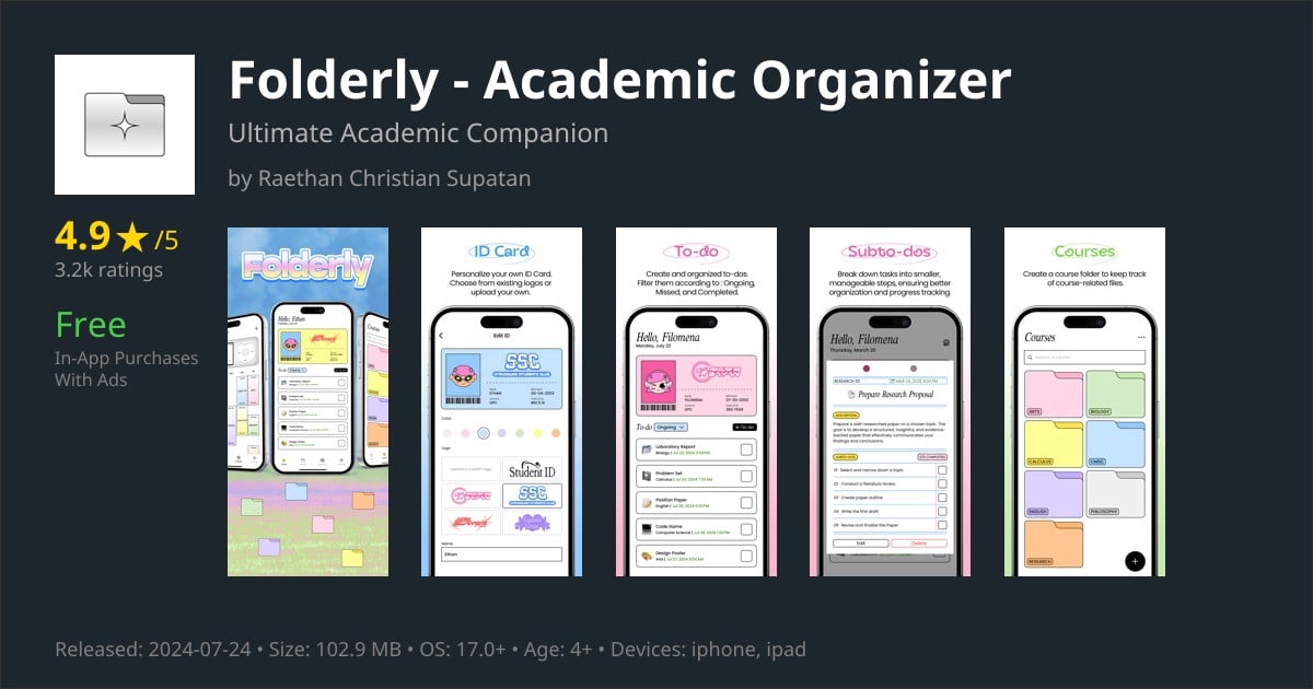 Folderly - Academic Organizer, To-Do List, Calendar