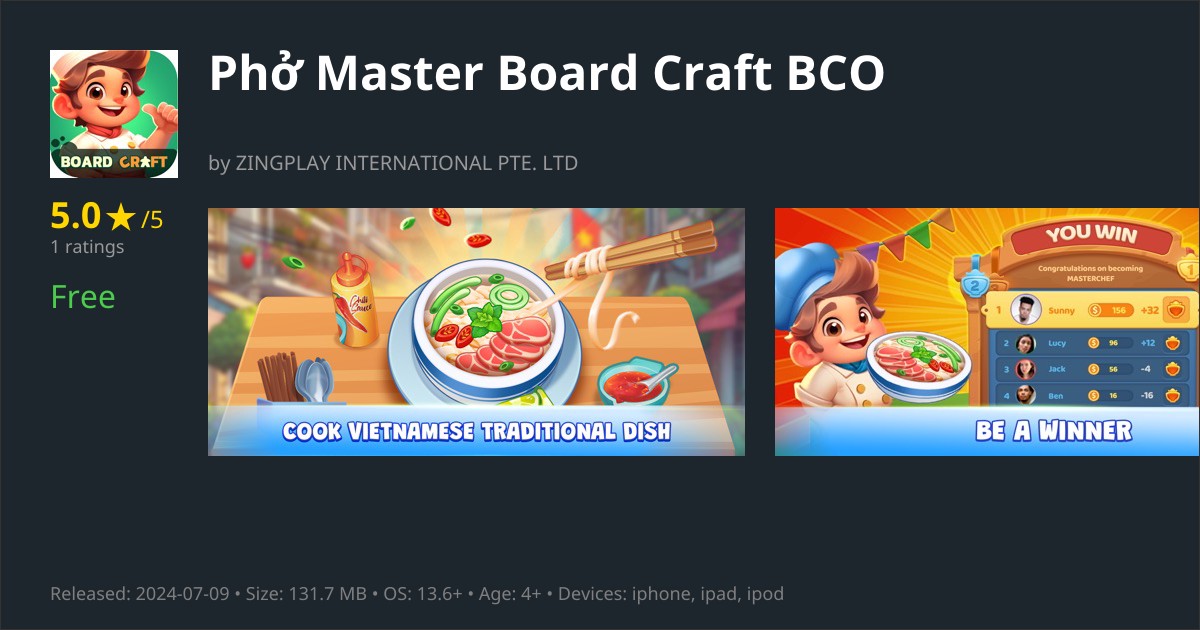 Phở Master Board Craft BCO Game for iPhone - Download