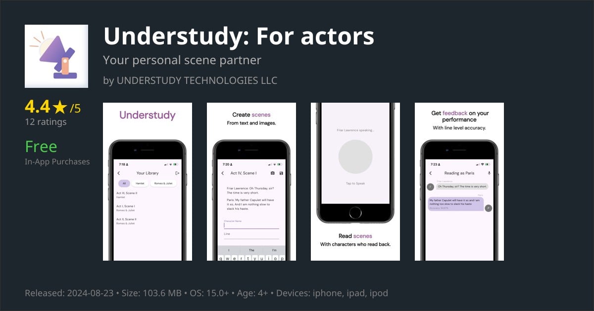 Understudy Reviews | Read user reviews of Understudy: For actors