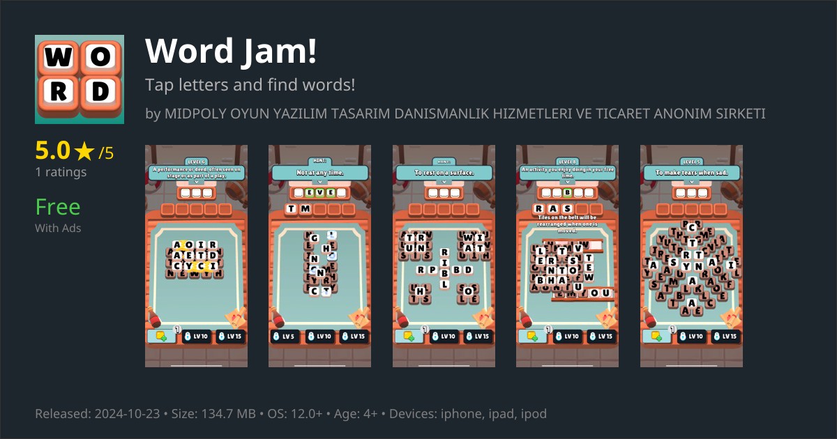 Word Jam! Game for iPhone - Download