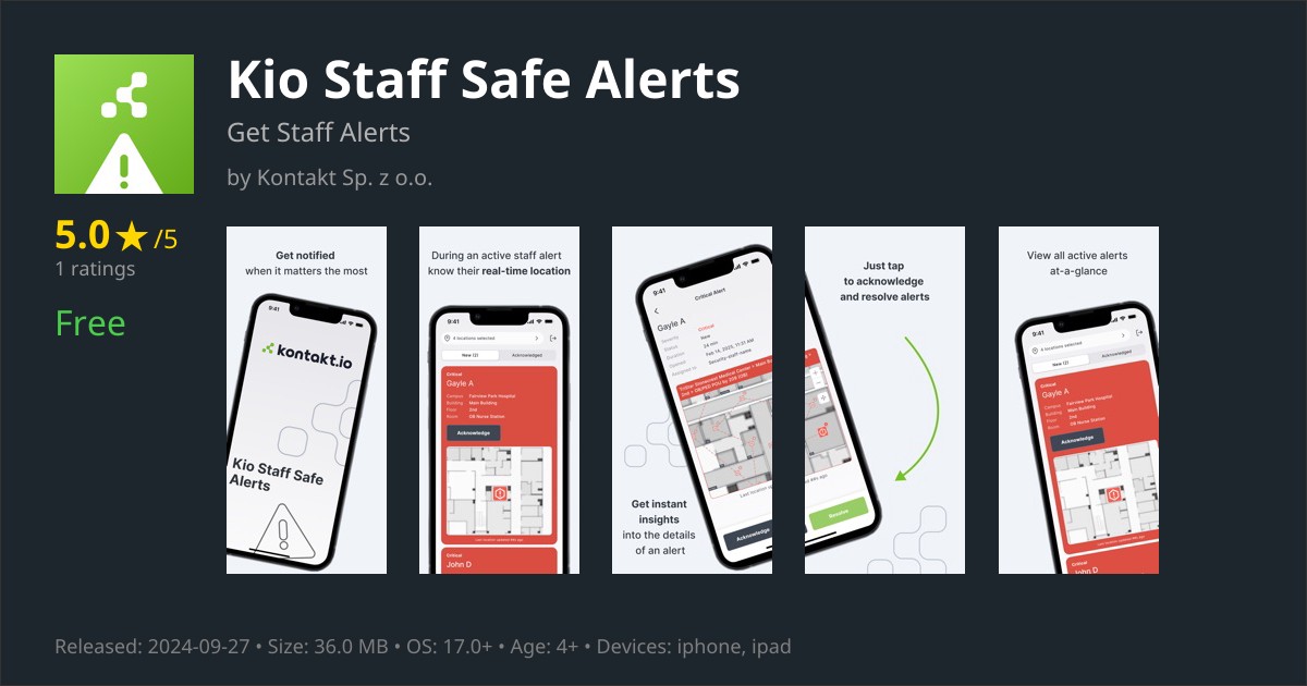 Kio Staff Safe Alerts App for iPhone - Download