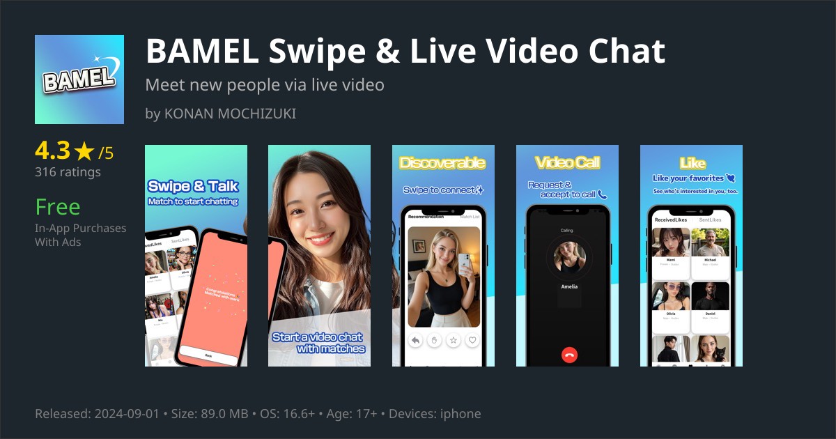 BAMEL Swipe & Live Video Chat app
