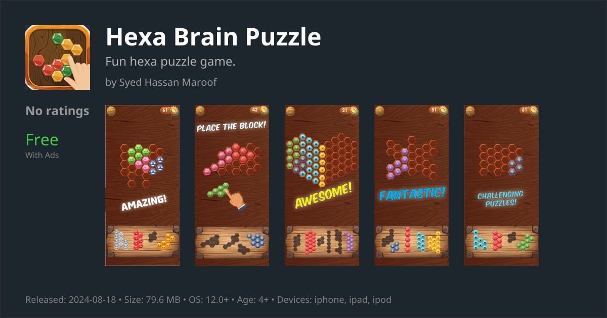 Hexa Brain Puzzle Game for iPhone - Download
