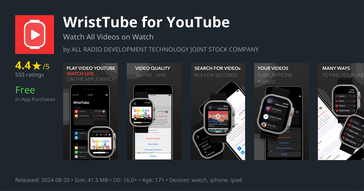 WristTube for YouTube app for iPhone — Download