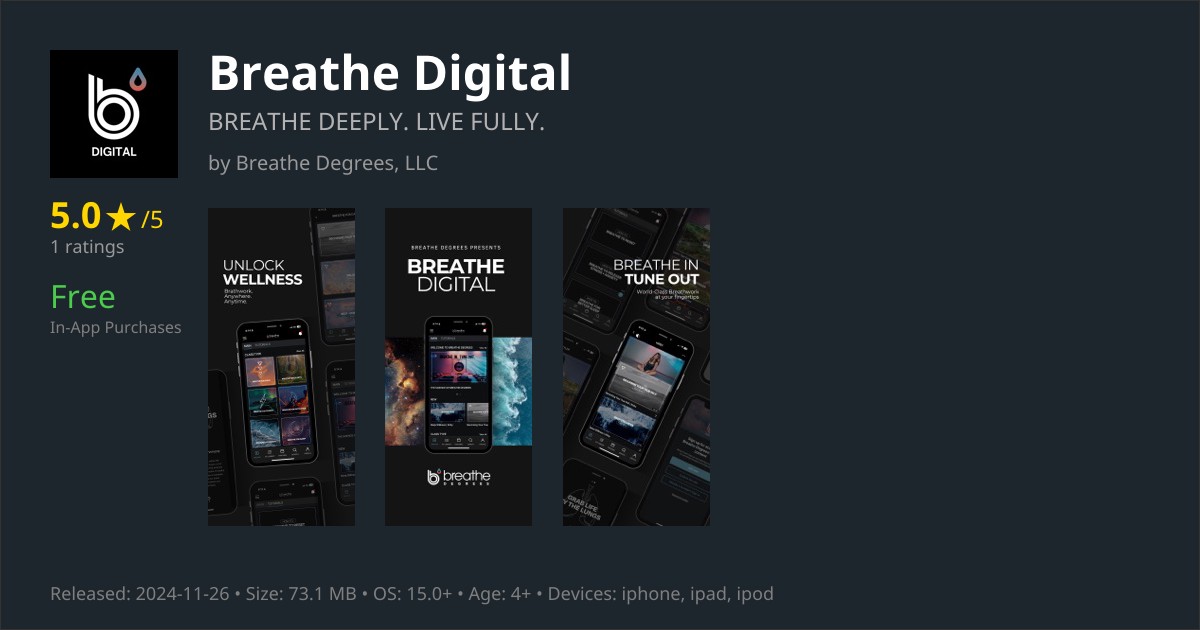 Breathe Digital App for iPhone - Download