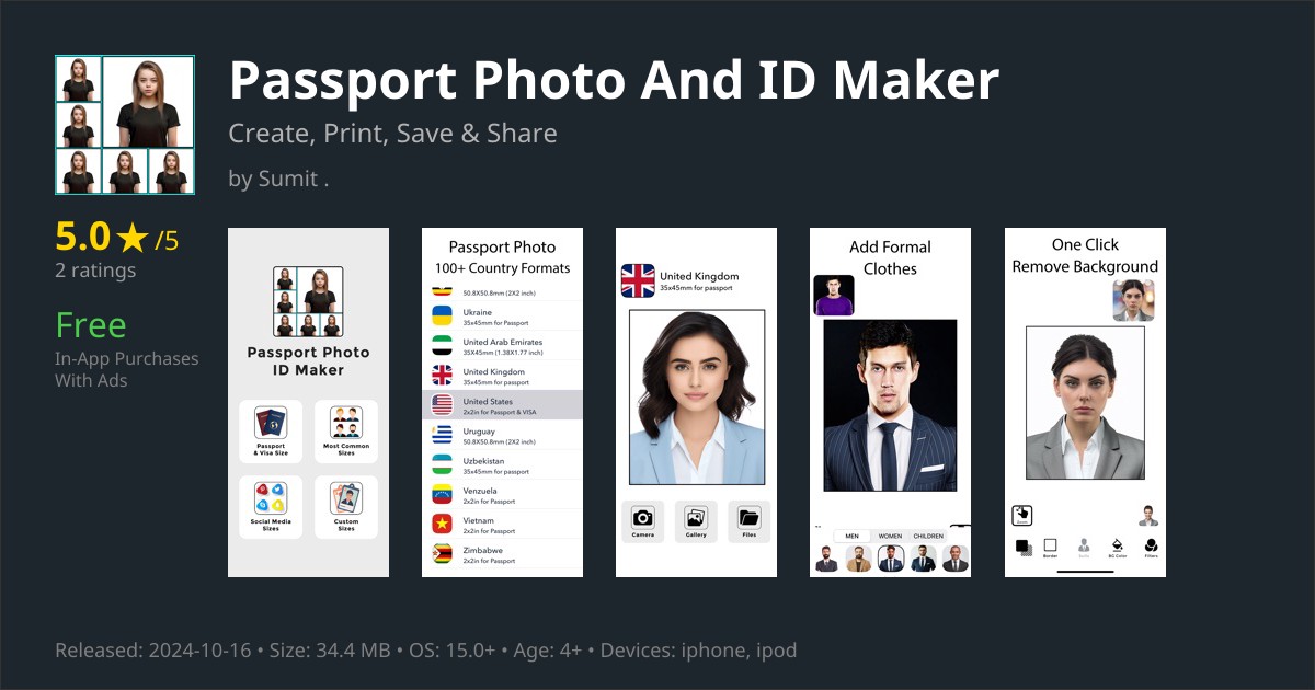 Passport Photo And ID Maker app for iPhone - Download
