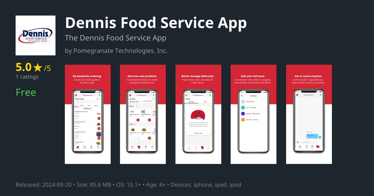 Dennis Food Service App App for iPhone - Download