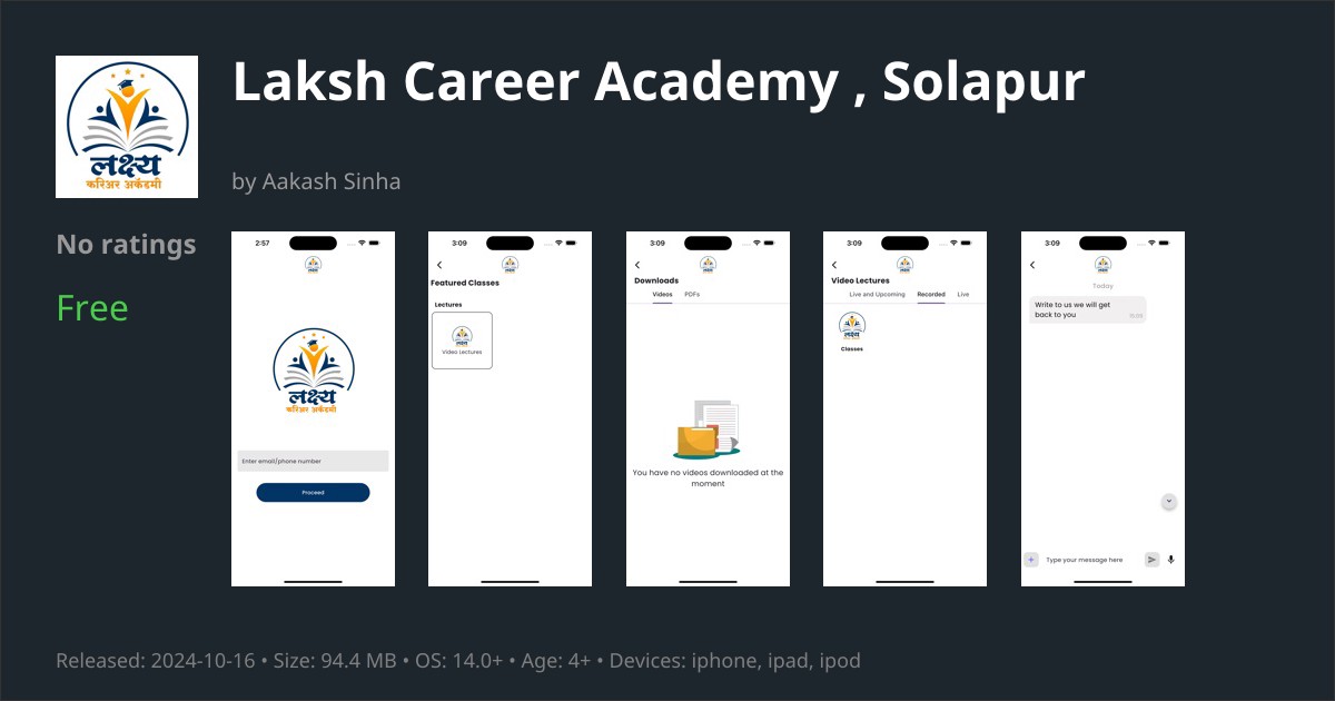 Laksh Career Academy , Solapur App for iPhone - Download