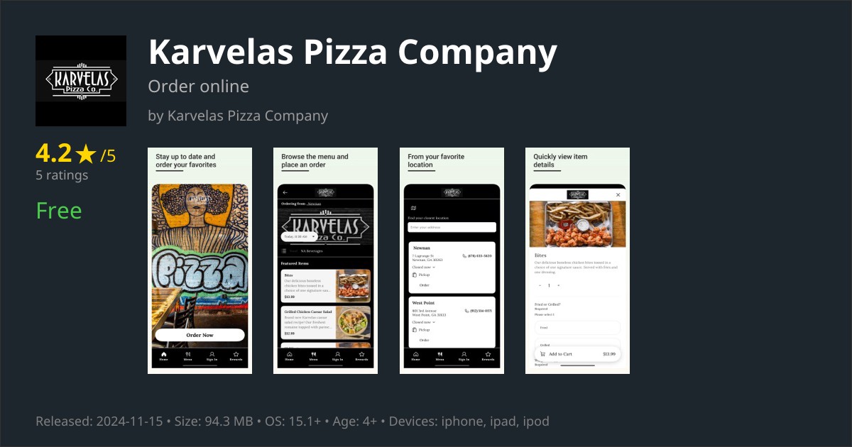 Karvelas Pizza Company App Reviews – Features, Alternatives & User Ratings