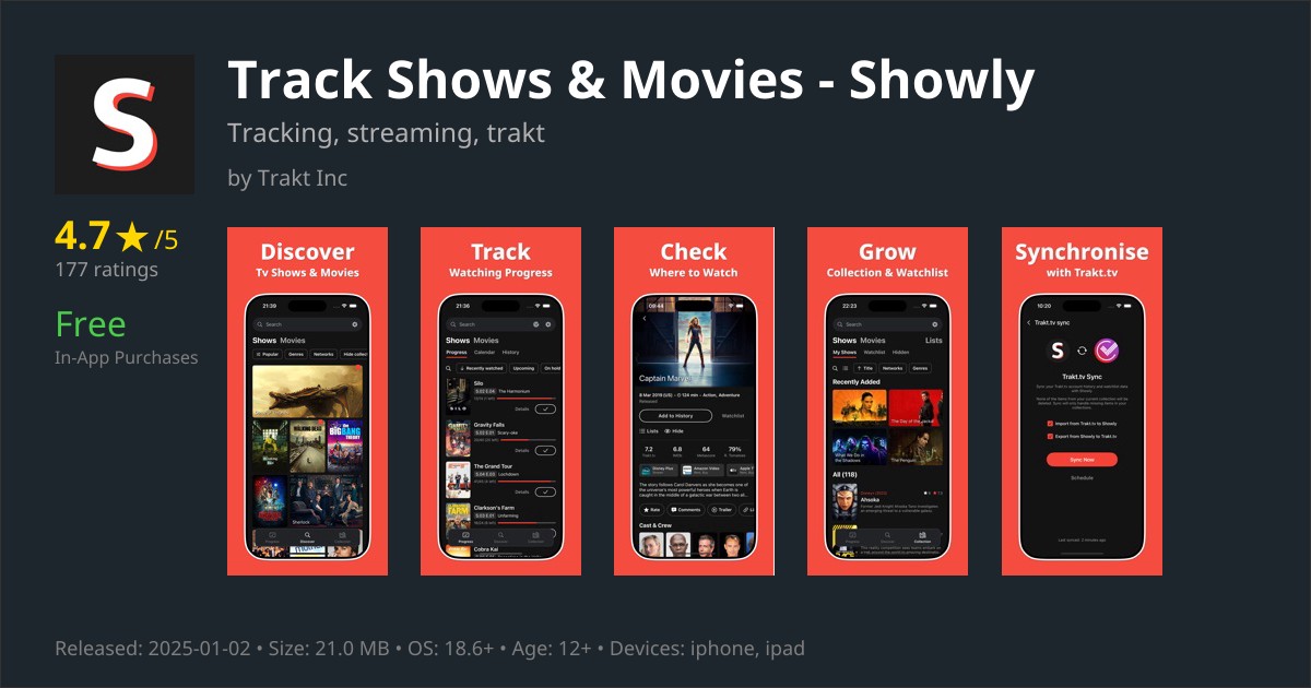 Track Shows & Movies app for iPhone — Download