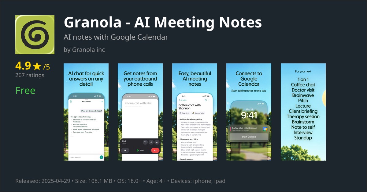 Granola app for iPhone — Download