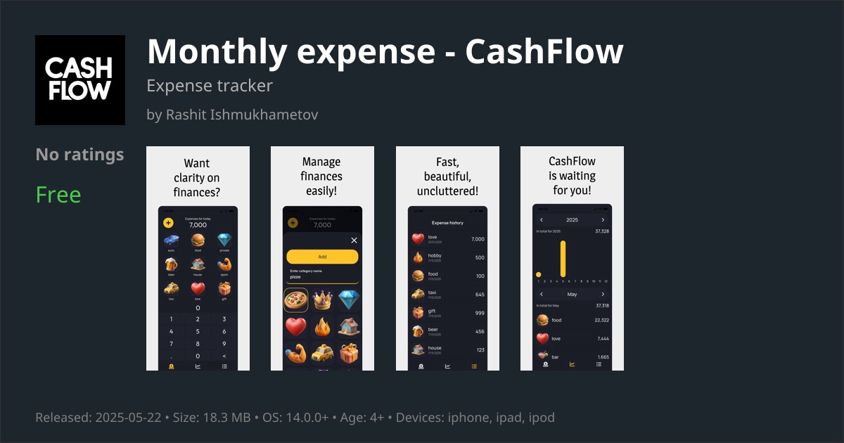 Monthly expense App for iPhone - Download