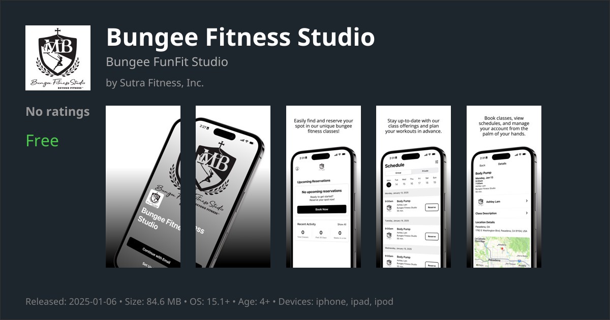 Bungee Fitness Studio App for iPhone - Download