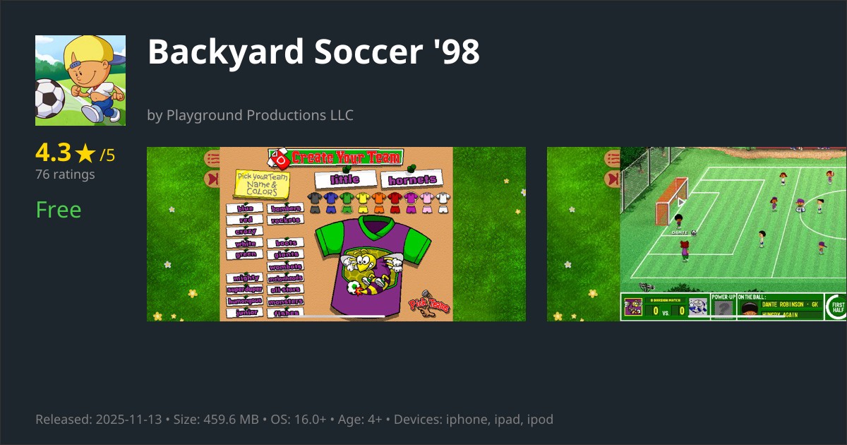 Backyard Soccer '98 Game Reviews – Features, Alternatives & User Ratings