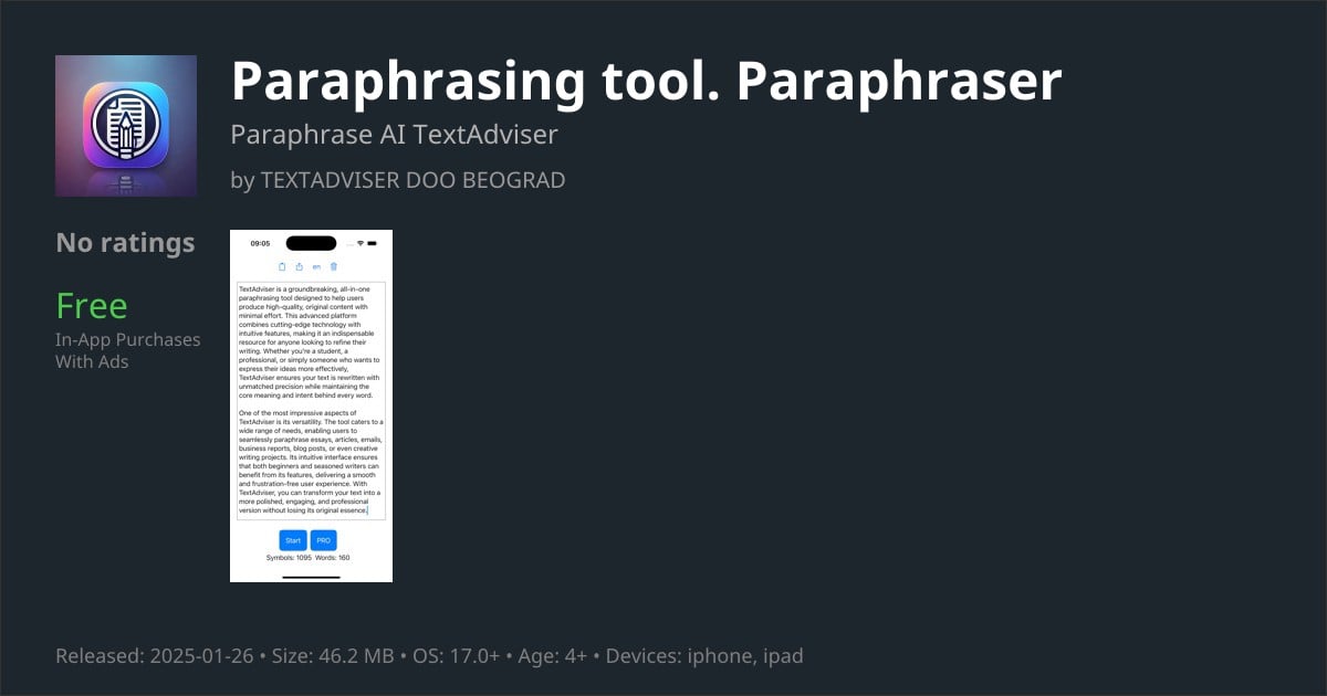 Paraphrasing tool. Paraphraser App for iPhone - Download