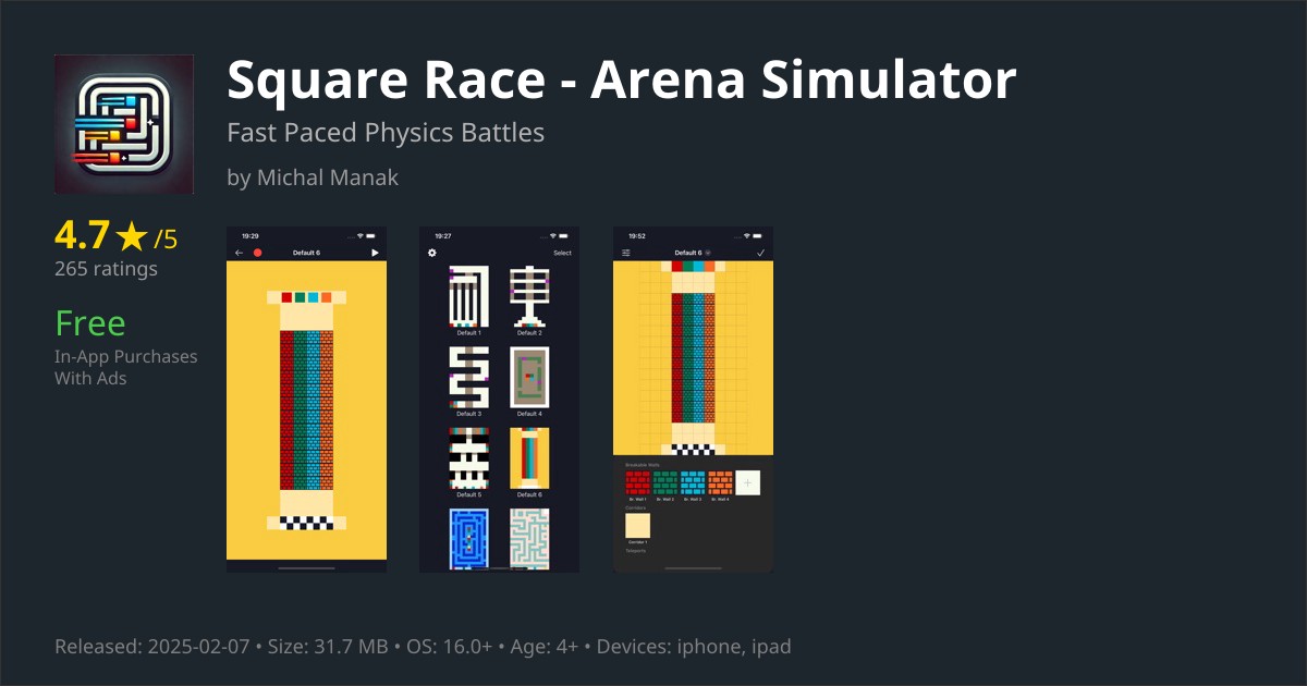 Square Race - Arena Simulator - Physics Battles