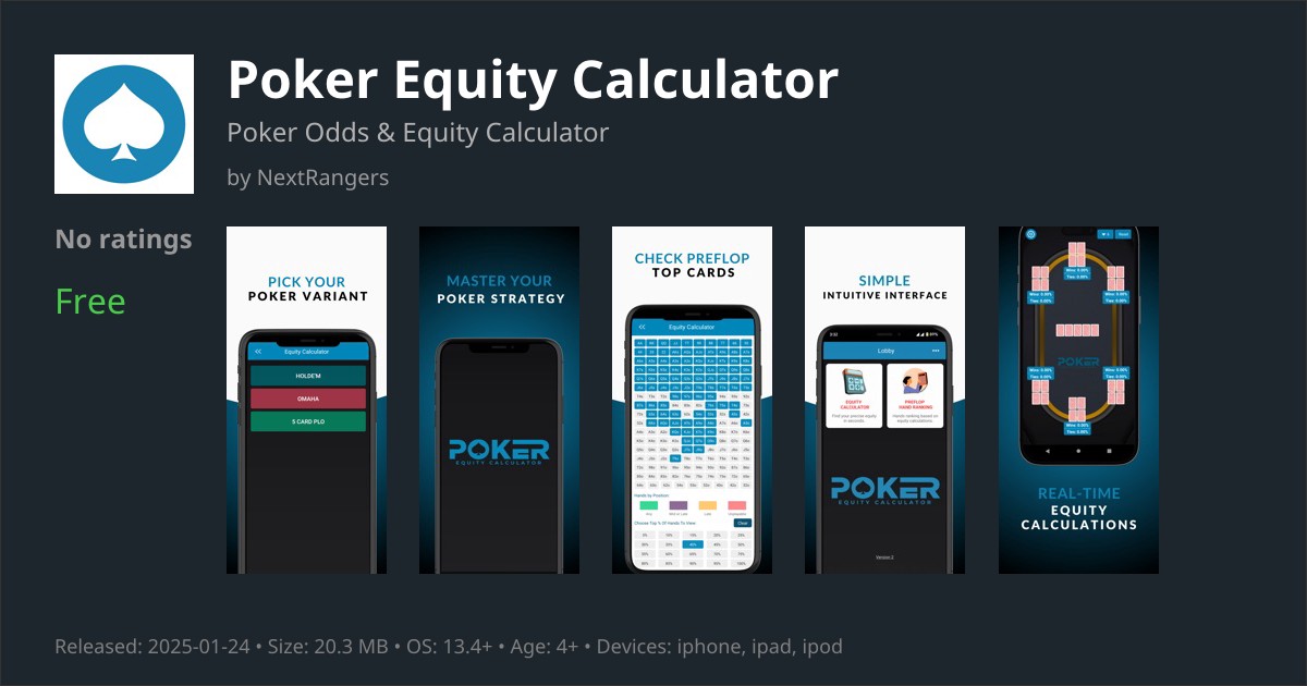 Poker Equity Calculator App for iPhone - Download