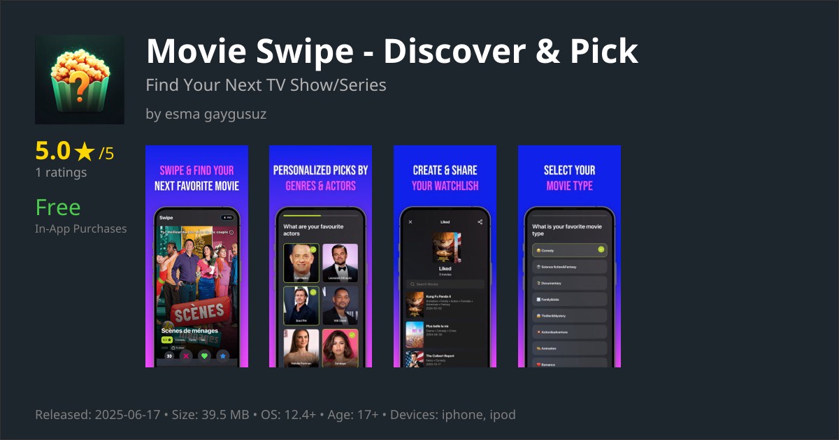 Movie Swipe App Reviews – Features, Pricing & User Ratings