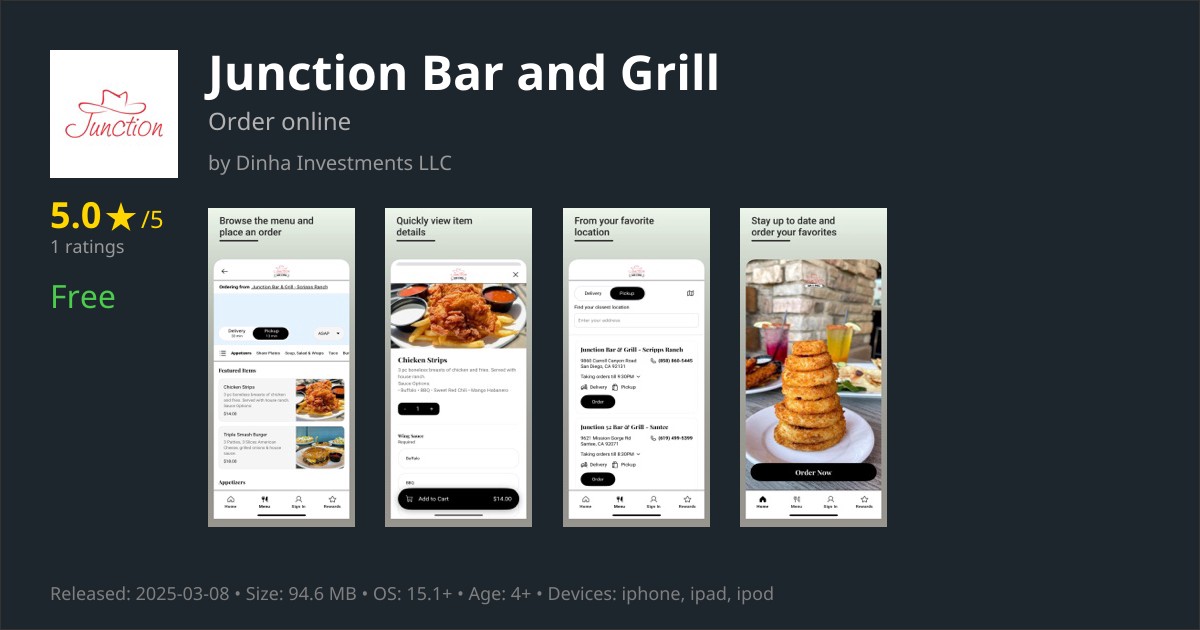 Junction Bar and Grill App Reviews – Features, Alternatives & User Ratings